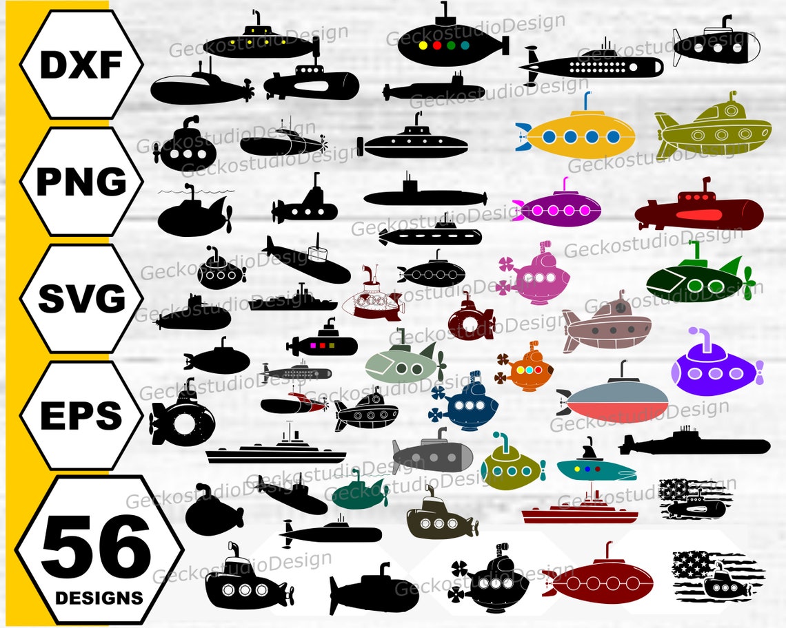 Submarine Svg . Submarine Silhouette . Submarine Clipart . Submarine ...