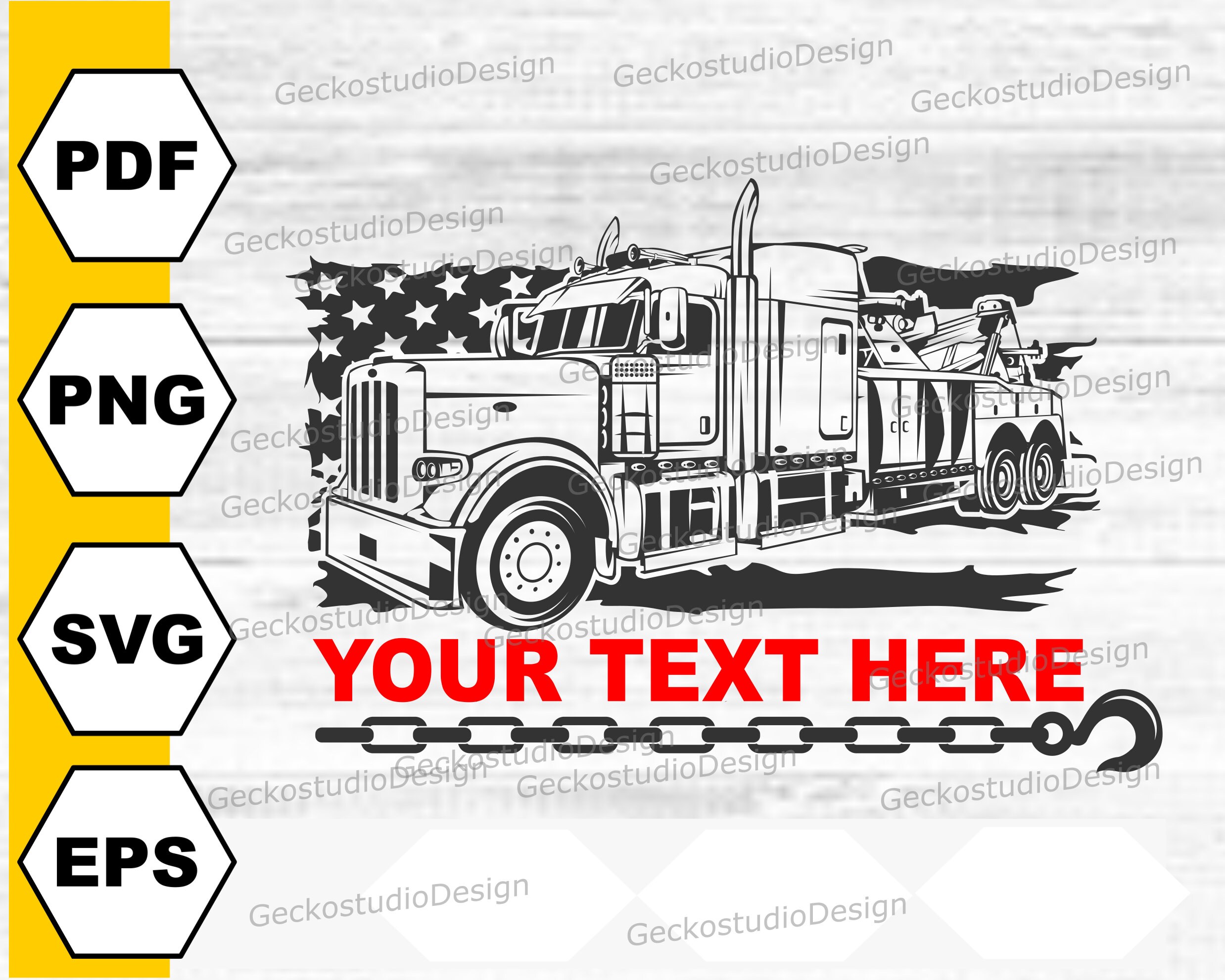 US Heavy Truck Towing Svg. Tow Truck Svg. Towing Flag Svg. Towing Shirt ...