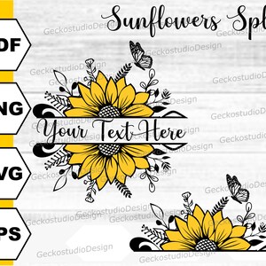 Split Sunflower Svg. Sunflower Monogram Svg. Half Sunflower Svg ...