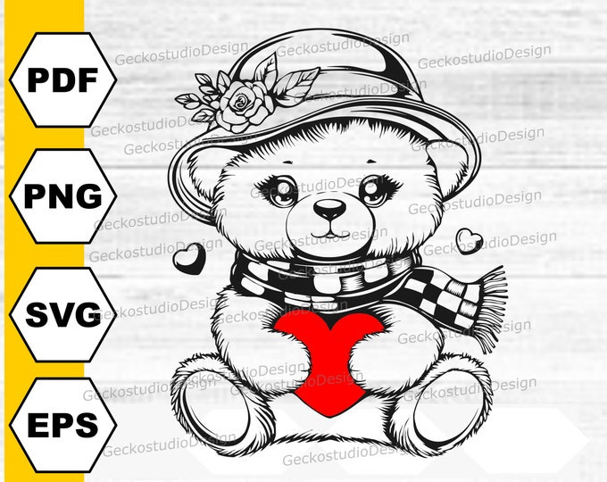 Teddy Bear SVG. Bear Couple Svg. Valentine's Day Svg. Circut Cut Files ...