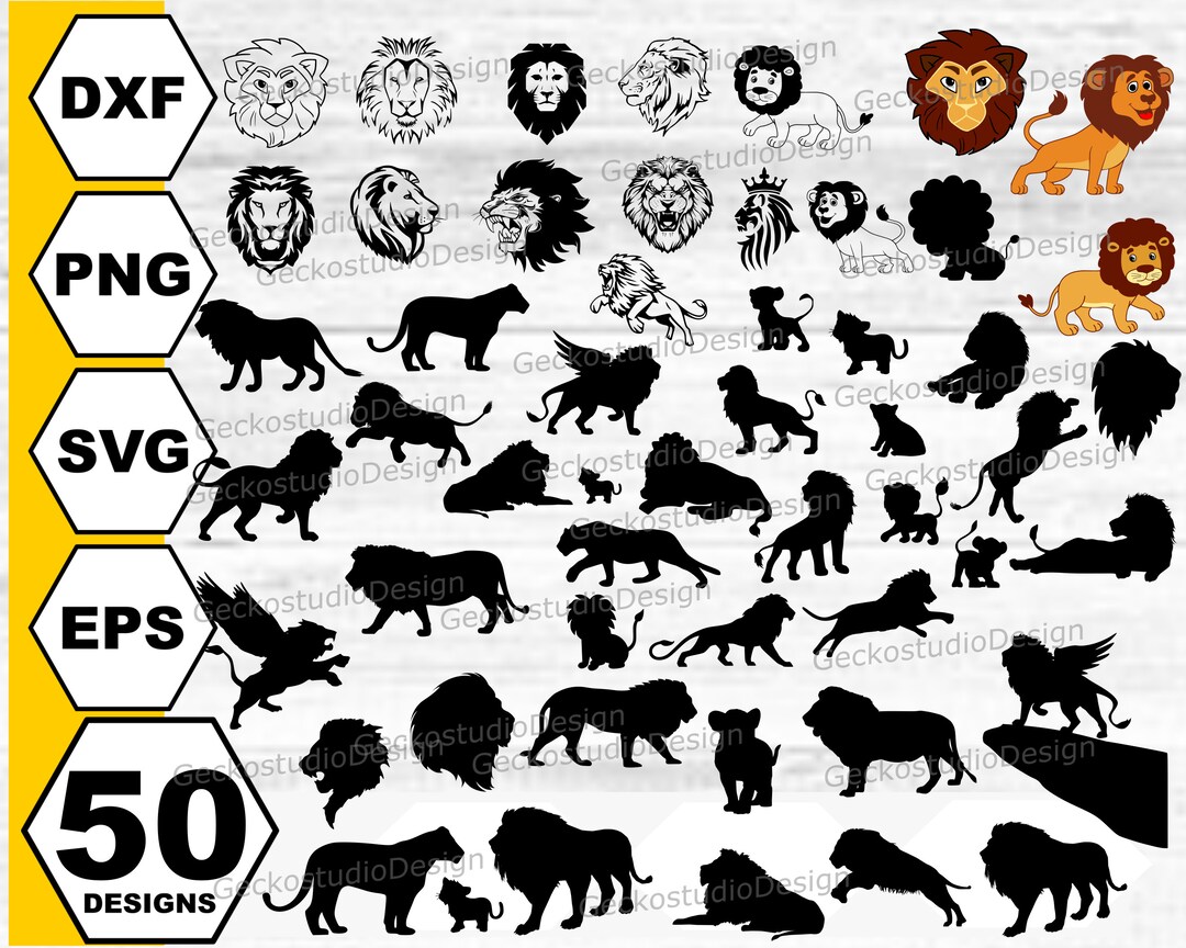 Lion Svg . Lion Svg Bundle . Lion Cut Files . Lion Silhouette . Lion ...