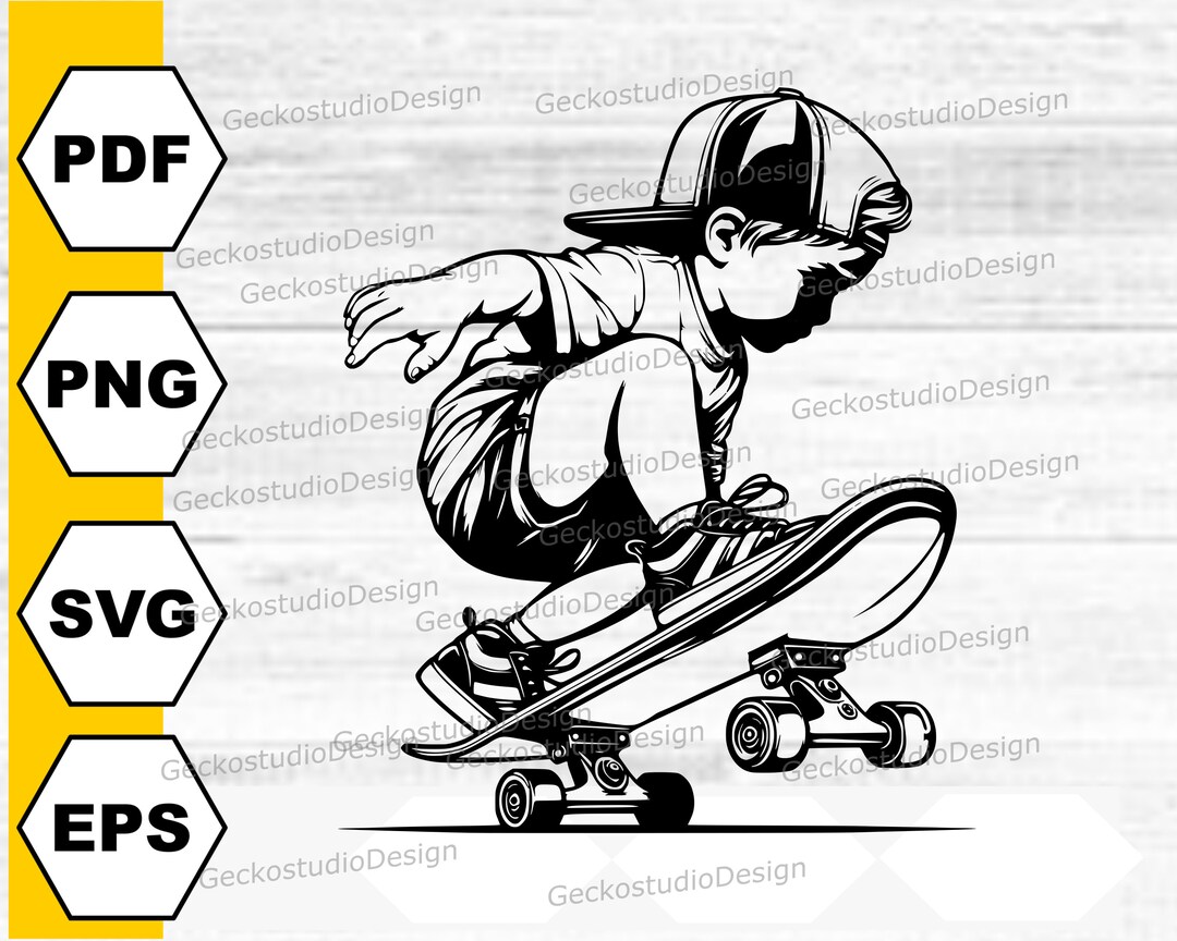 Skate Boarding Kid Svg. Skateboard Svg. Skater Kid Silhouette. Skate ...