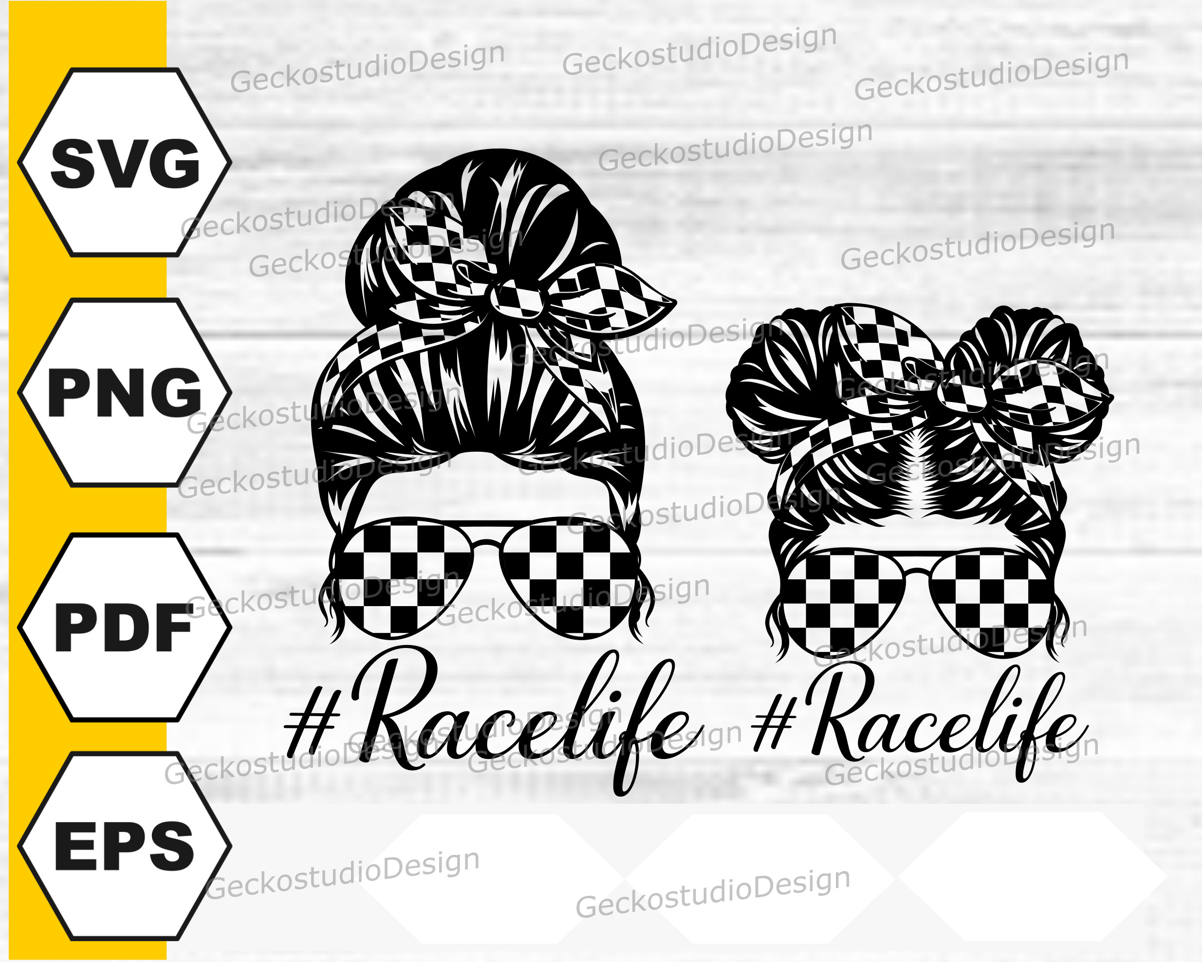 Race Life Svg. Messy Bun Race Life Svg. Race Mom Svg. Racing Girl Svg ...