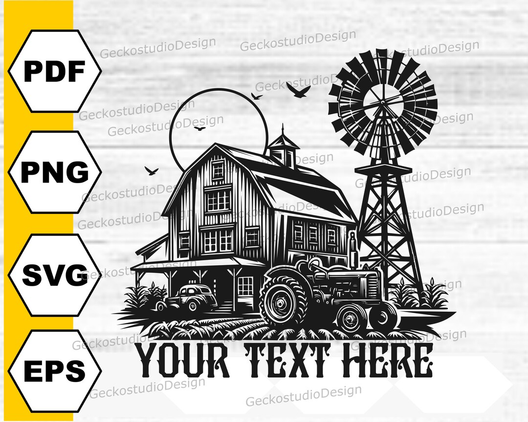 Vintage Farm Scene Svg. Farm Animals Svg. Farm House Svg. Farm Animals ...