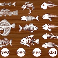 Skeleton Fish Svg File | Aquatic Bone Svg | Angler Fish Svg | Sea ...