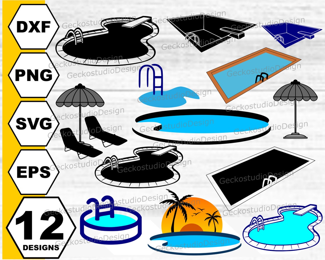 Swimming Pool Svg . Swimming Pool Cut Files . Swimming Pool - Etsy Canada