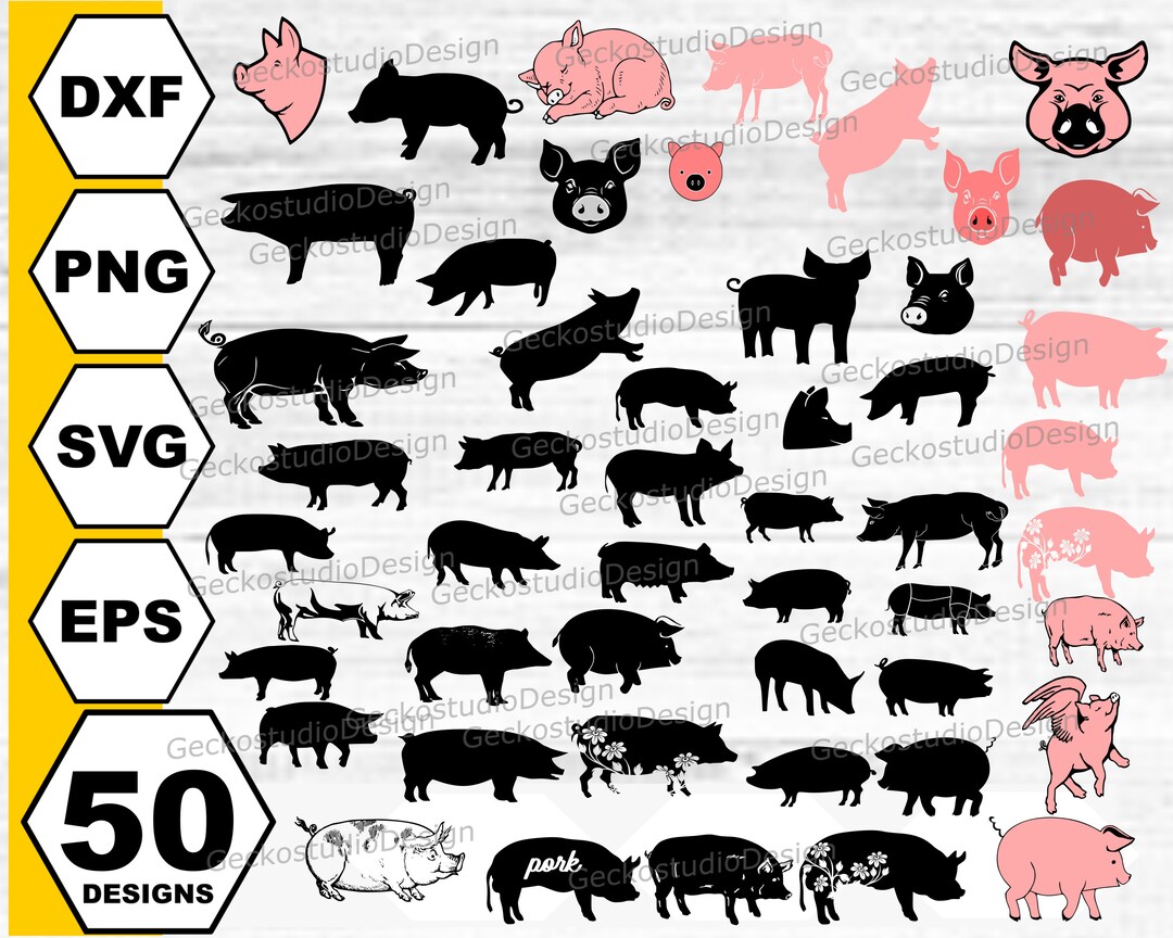 Pig Svg . Pig Clipart . Pig Silhouette . Pork Svg . Pork Silhouette ...
