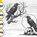Raven Svg. Raven Silhouette Cut Files. Raven Clipart. Raven on Tree ...