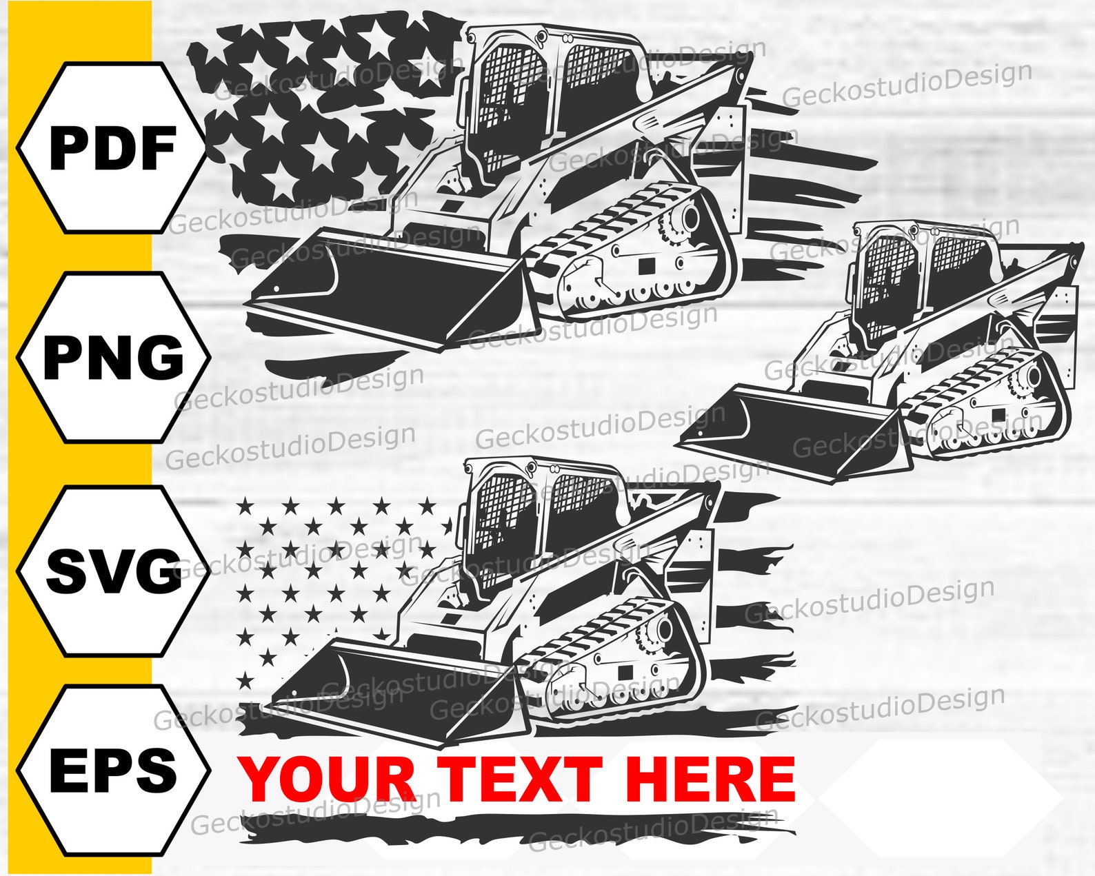 US Track Skid Steer Svg. Track Loader Svg. Heavy Equipment Svg ...