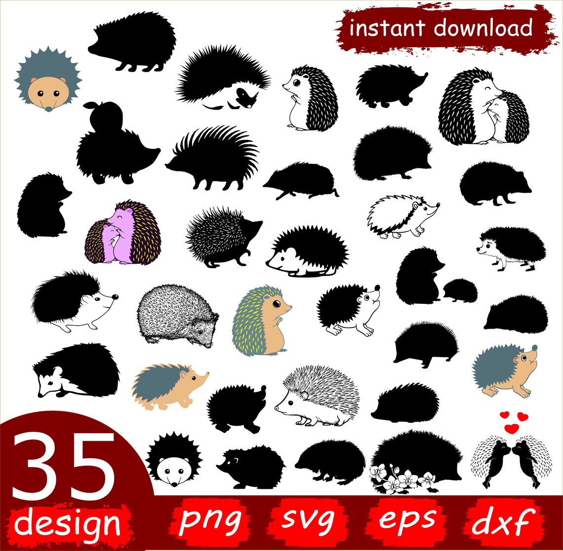 Erizo svg . Silueta erizo. Imágenes prediseñadas erizo. Vector | Etsy