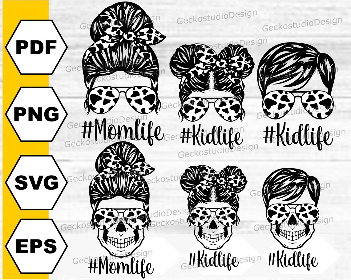 Messy Bun Cow Svg. Cow Mom Svg. Cow Print Svg. Cow Mom Png. Cow Girl ...