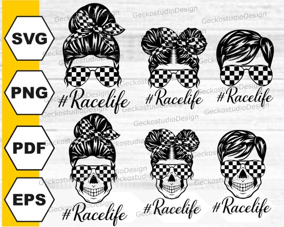 Race Life Svg. Messy Bun Race Life Svg. Race Mom Svg. Racing | Etsy