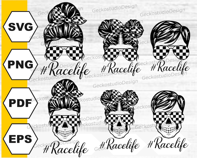 Race Life Svg. Messy Bun Race Life Svg. Race Mom Svg. Racing | Etsy