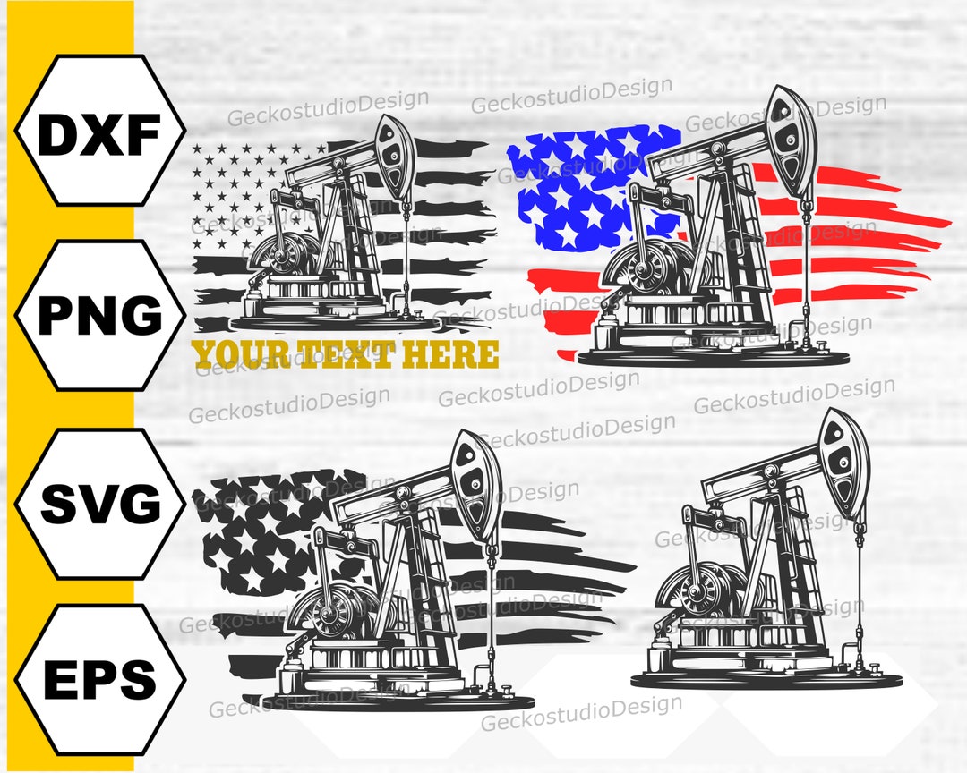 Oil Pump Jack Svg. Us Oil Ring Svg. Oil Derrick Silhouette Cut Files ...