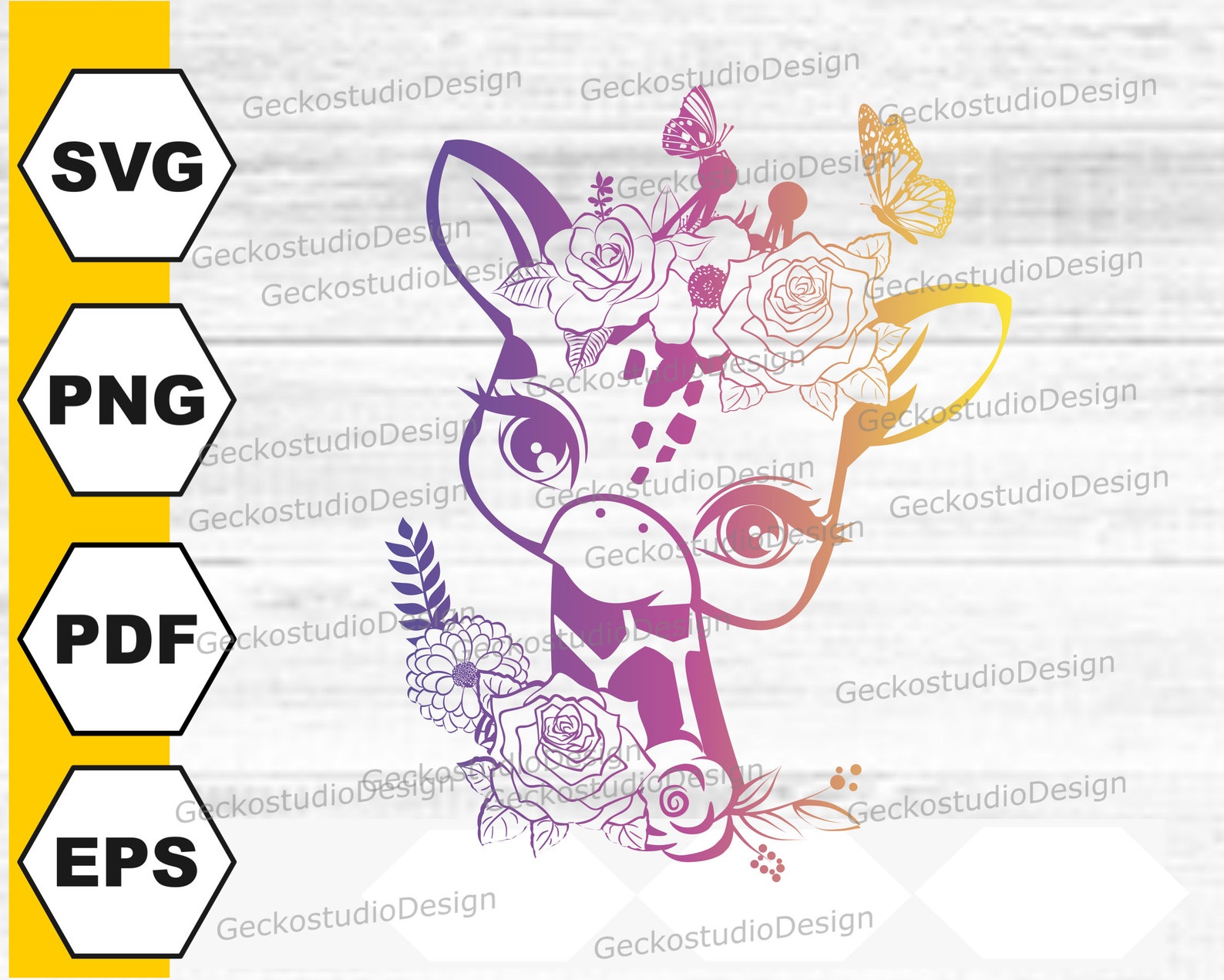 Floral Giraffe Svg . Giraffe Png . Cute Giraffe Svg . Giraffe | Etsy