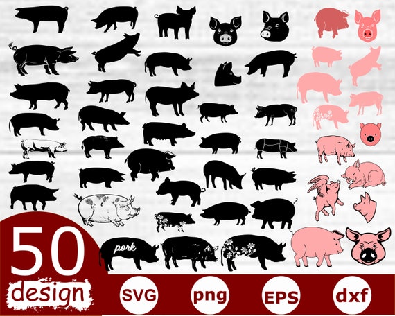 Pig svg . Pig clipart . Pig silhouette . Pork svg . Pork | Etsy