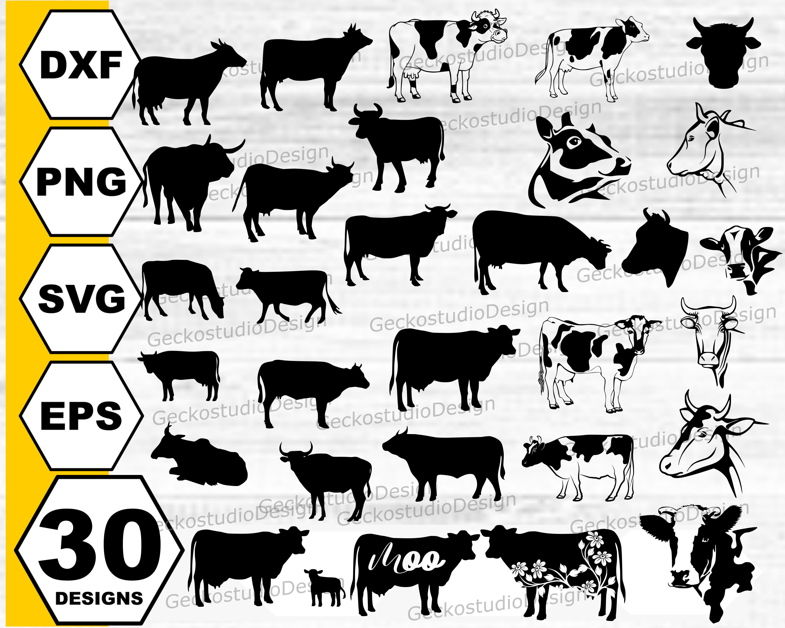 Cow Svg . Cow Svg Bundle . Cow Silhouette . Cow Vector . Cow Floral Svg ...