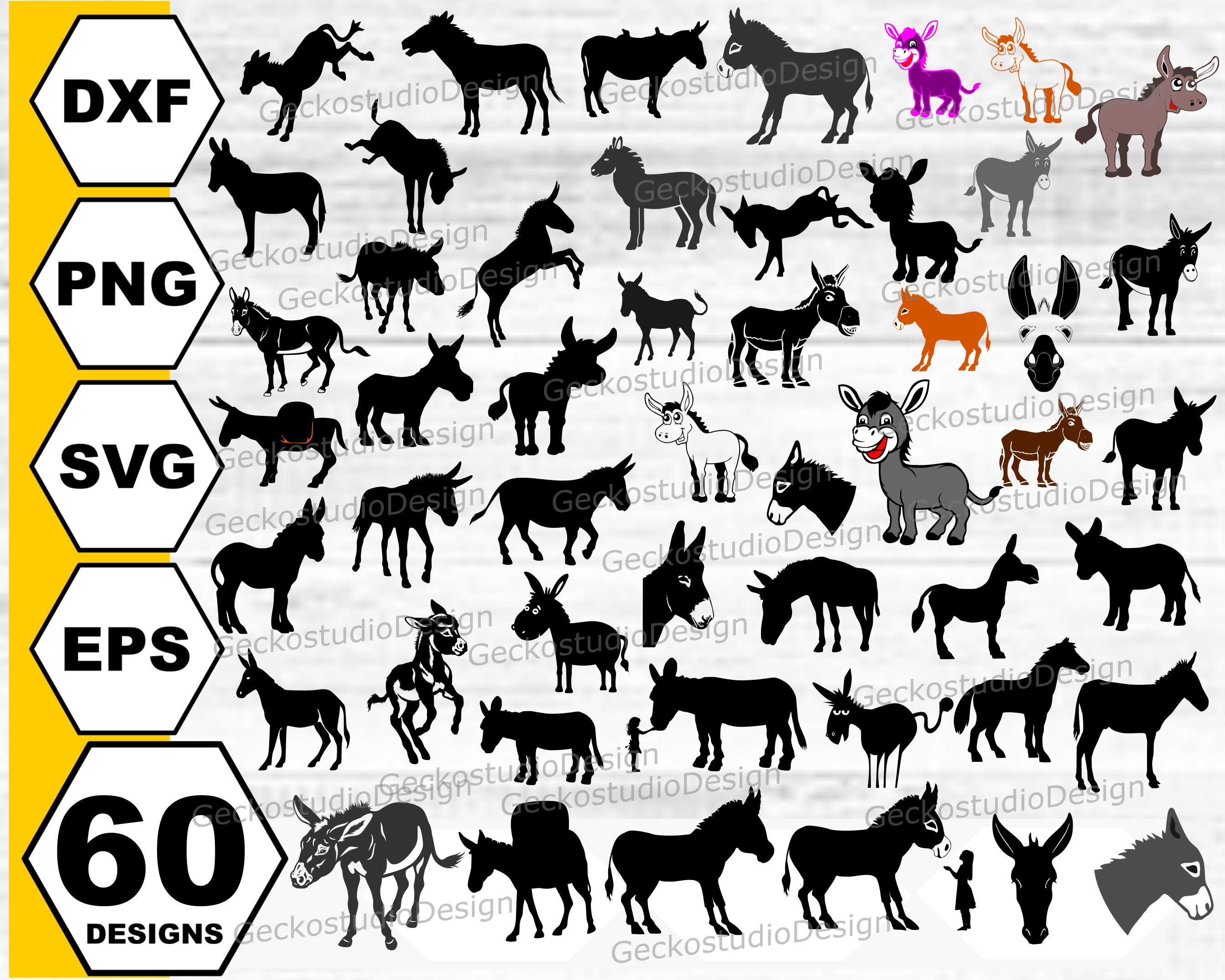 Esel Silhouette. Esel svg. Esel Clipart. Esel Vektor. Esel svg für ...