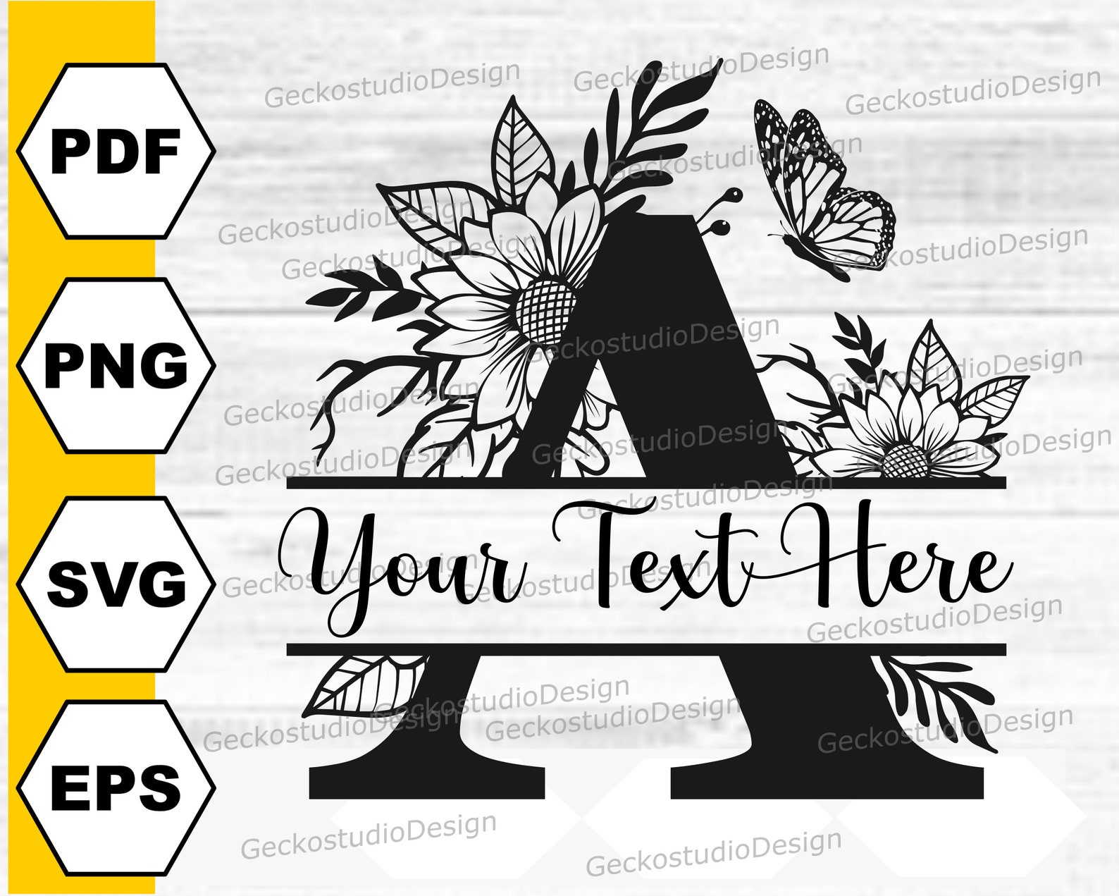 A-Z Floral Split Monogram Svg. Split Letters Svg. Floral - Etsy