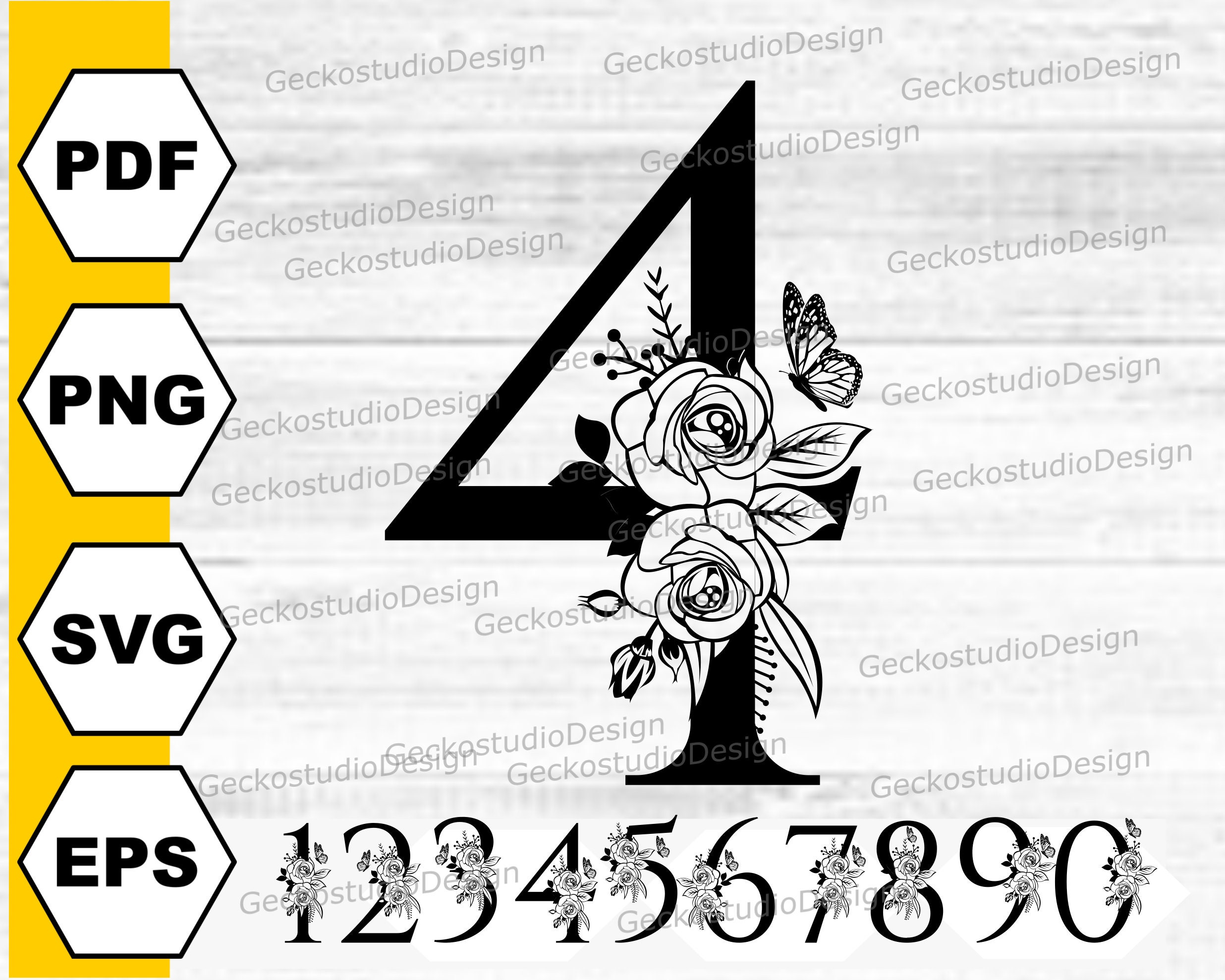 Números florales svg. Paquete Floral Numbers svg. Floral - Etsy México