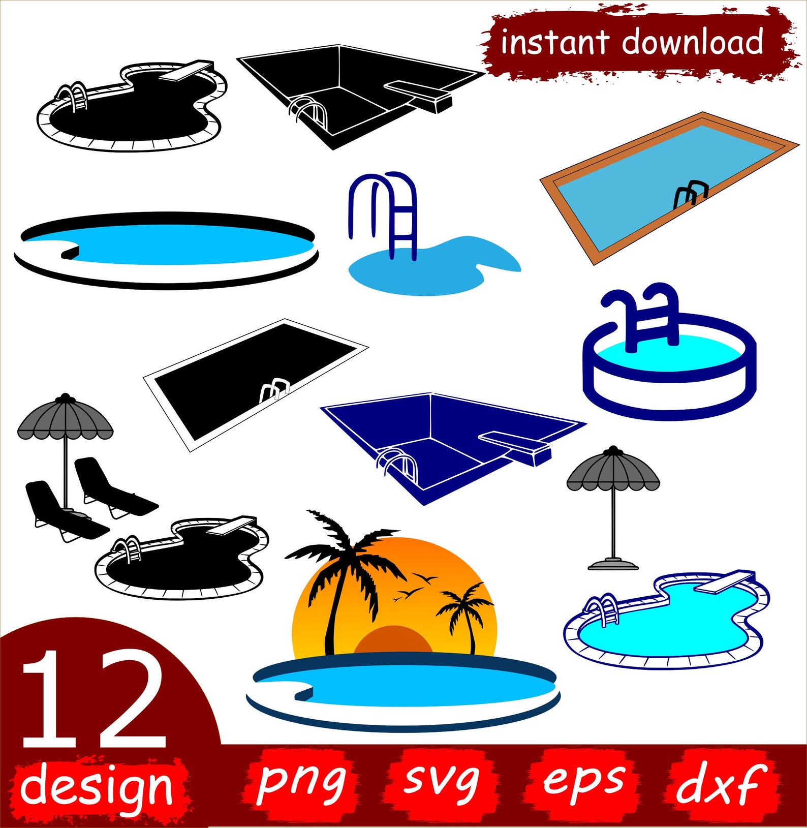 Swimming pool svg . Swimming pool cut files . Swimming pool | Etsy