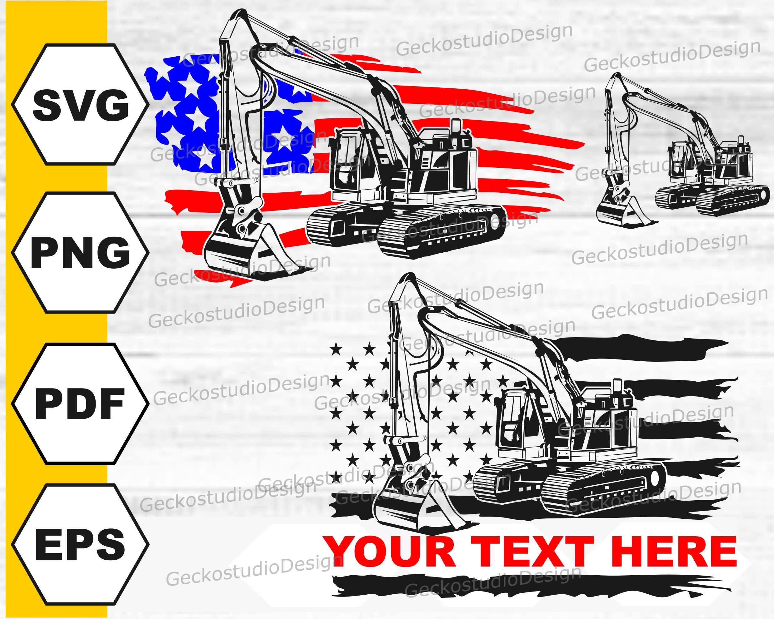US Excavator svg. Excavator png. Heavy Equipment svg | Etsy