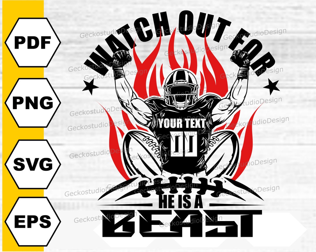 Watch Out Football Svg. Football Player Svg. Football Silhouette Cut ...