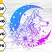 Wolf Moon Svg. Wolf With Flowers Svg. Wolf Moon Silhouette. Wolf Face ...