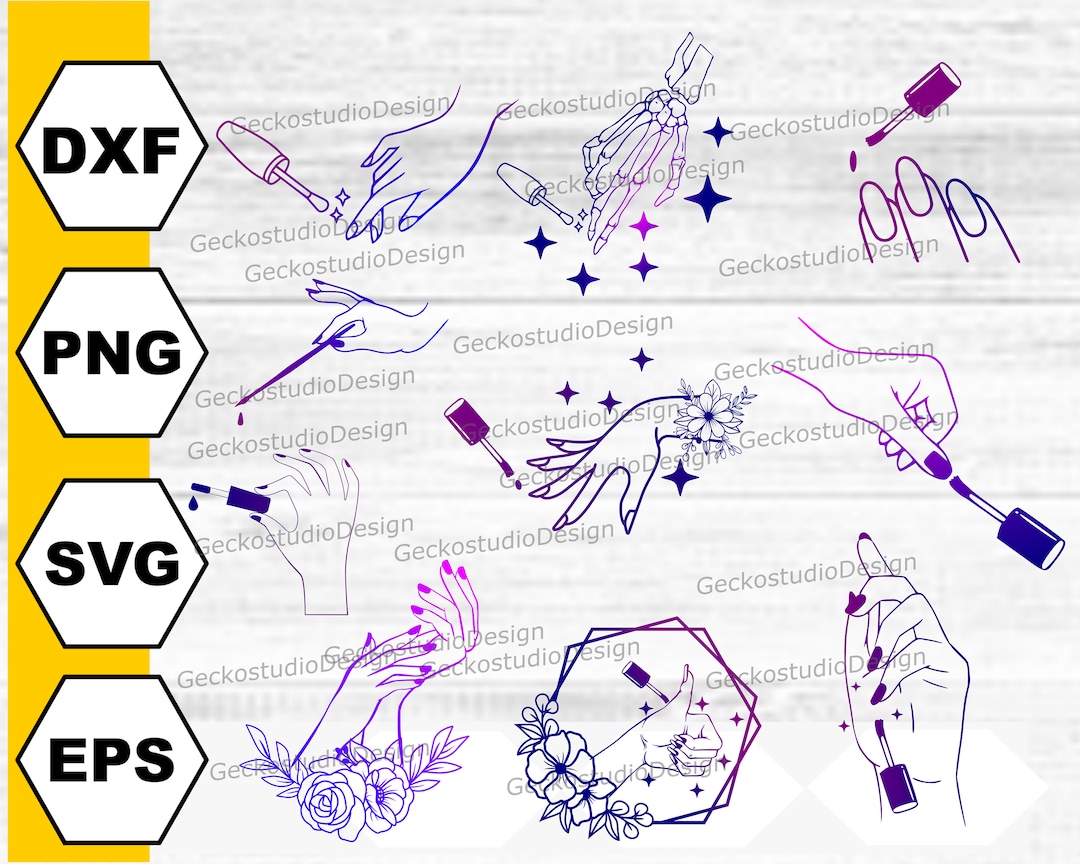 Floral Nail Svg. Nail Art Svg Bundle. Girl Hands Svg. Nail Cut Files ...