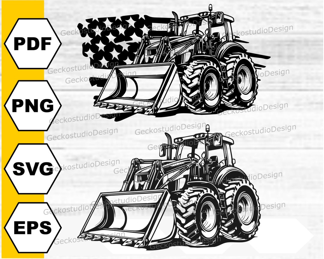Tractor Loader Svg. US Tractor Loader Silhouette Cut File. Tractor Svg ...