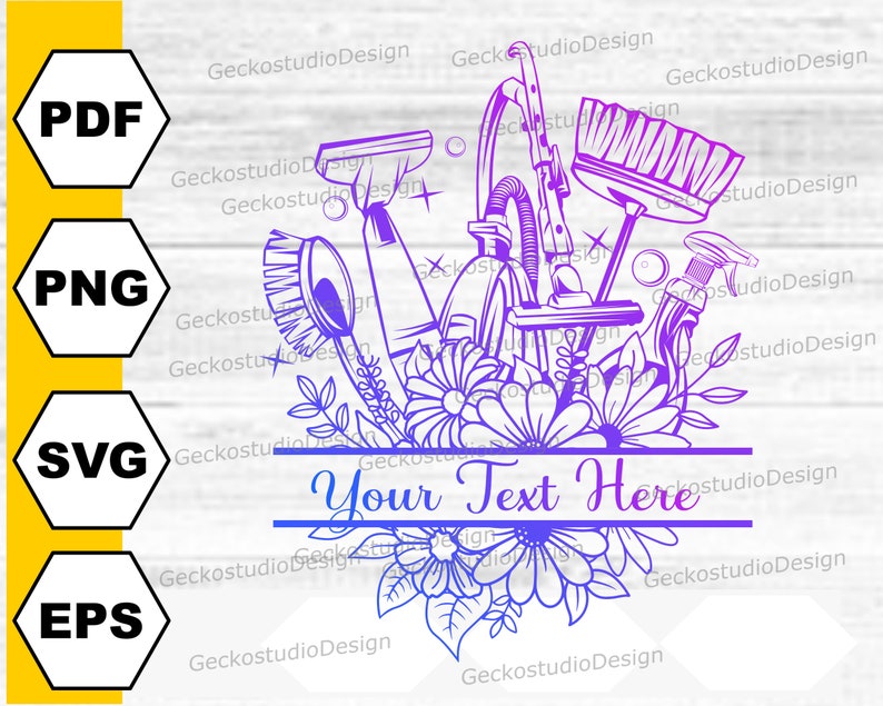 Floral Cleaning Svg. Cleaning Svg. Cleaning Tool Svg. Split Monogram ...