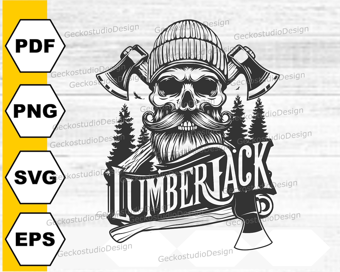 Skull Lumberjack Svg. Lumber Dad Svg. Bearded Skull Lumberjack Svg ...
