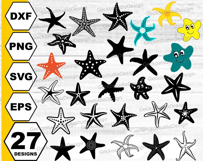 Starfish SVG, Starfish DXF, Starfish PNG, Starfish Clipart, Starfish ...
