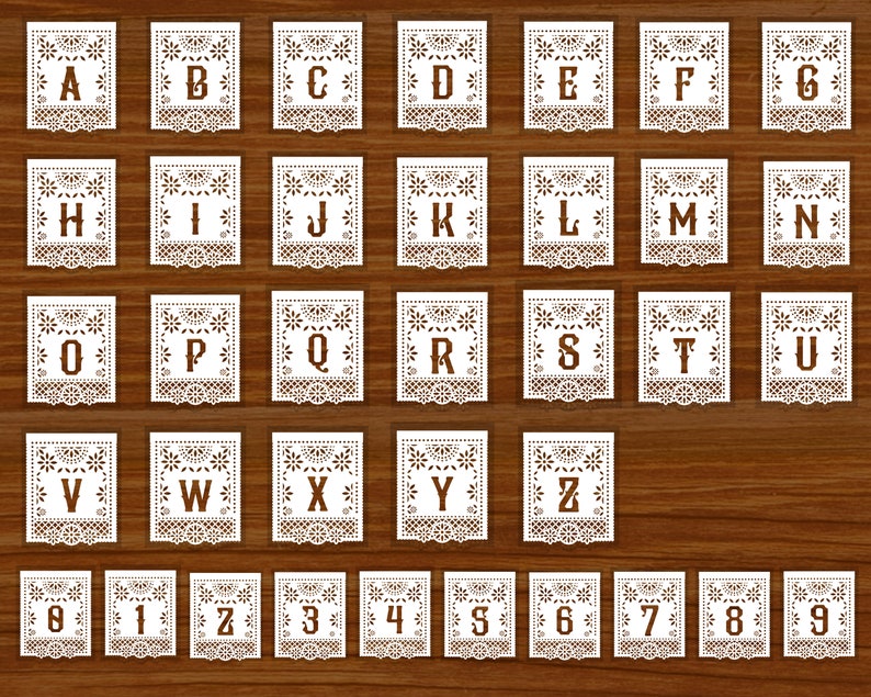 Papel Picado Svg. Papel Picado Cut Files. White and Black Alphabet ...