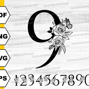 Floral Numbers Svg. Floral Numbers Svg Bundle. Floral Numbers Cut Files ...