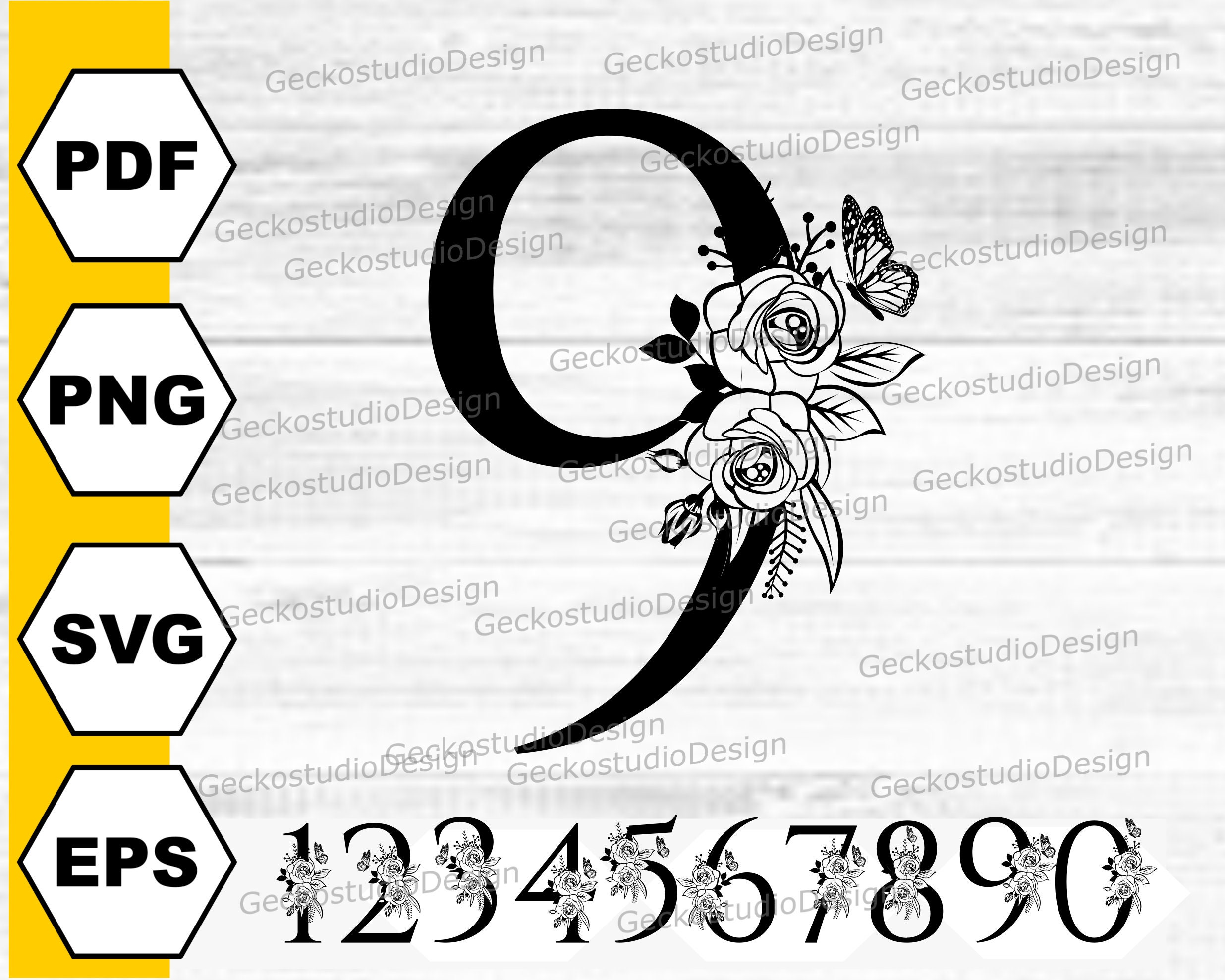 Números florales svg. Paquete Floral Numbers svg. Floral - Etsy México