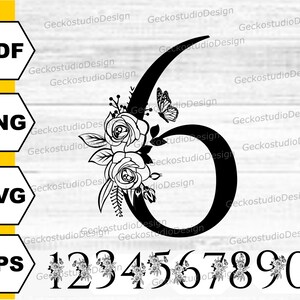 Floral Numbers Svg. Floral Numbers Svg Bundle. Floral Numbers Cut Files ...