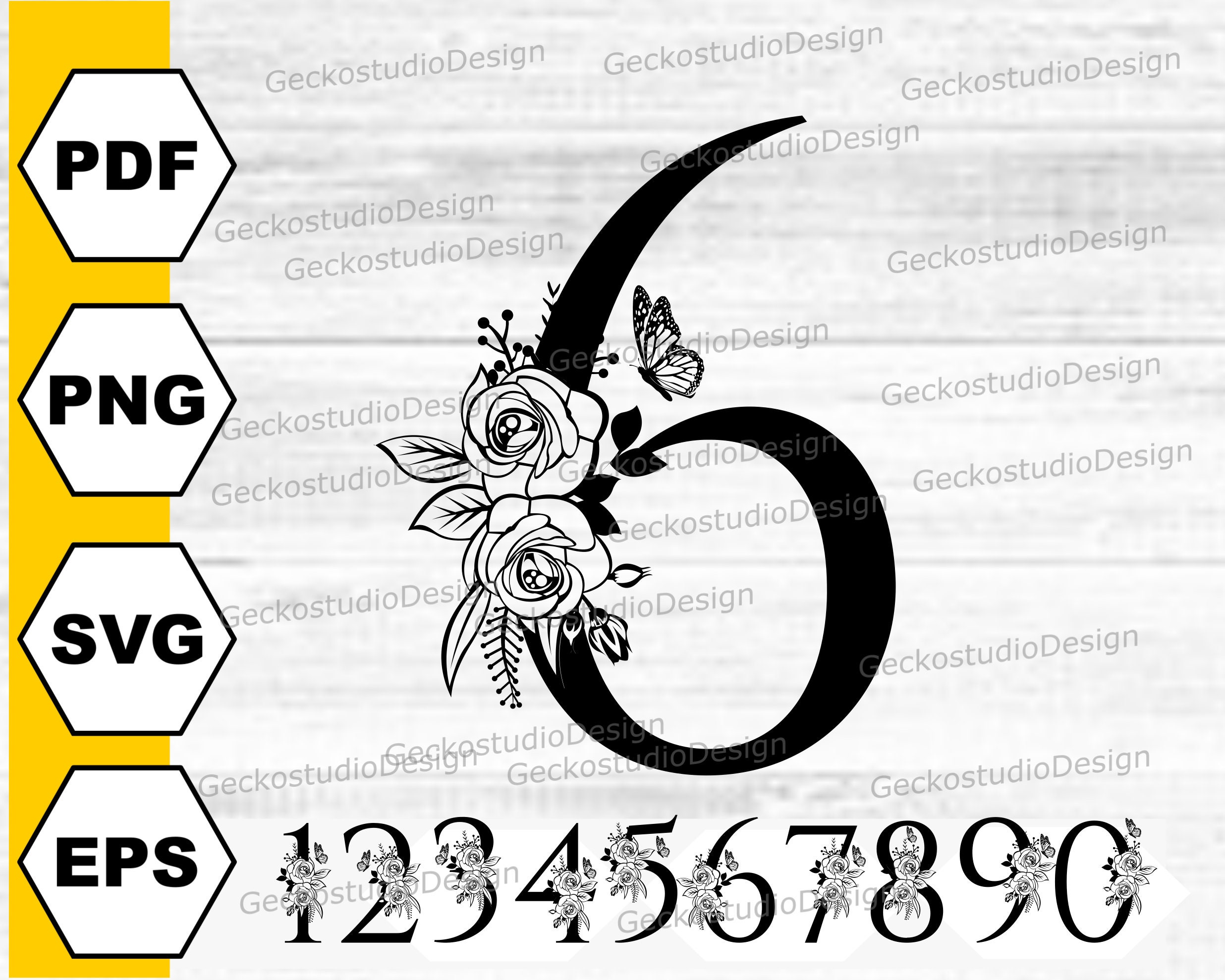 Números florales svg. Paquete Floral Numbers svg. Floral - Etsy México