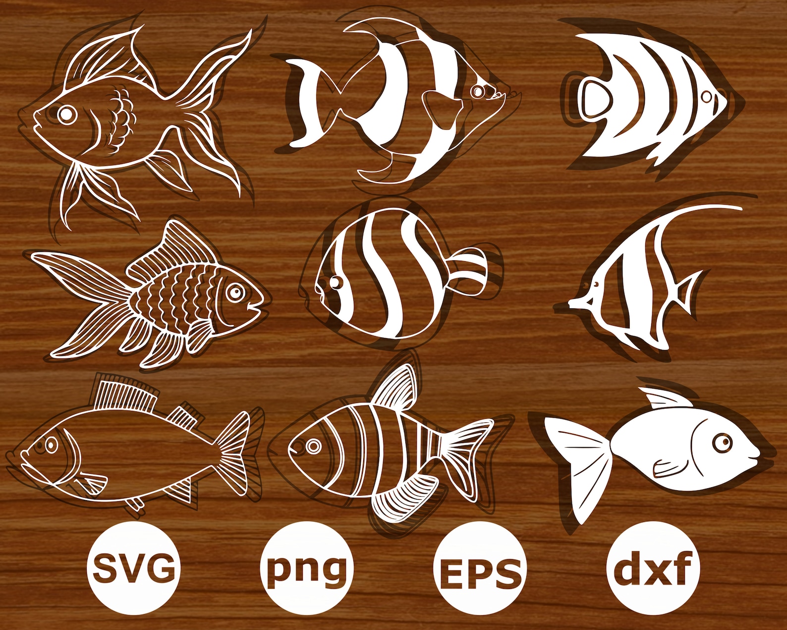 Fish svg . Fish silhouette . Fish cut files . Fish clipart . | Etsy