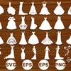 Wedding Dress, Woman Svg Decor, Wedding Dress Bridal Gown Vector Art ...