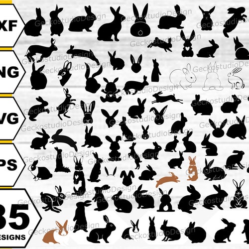 Rabbit SVG Clipart Bunny Rabbit Silhouette Hare SVG Rabbit - Etsy