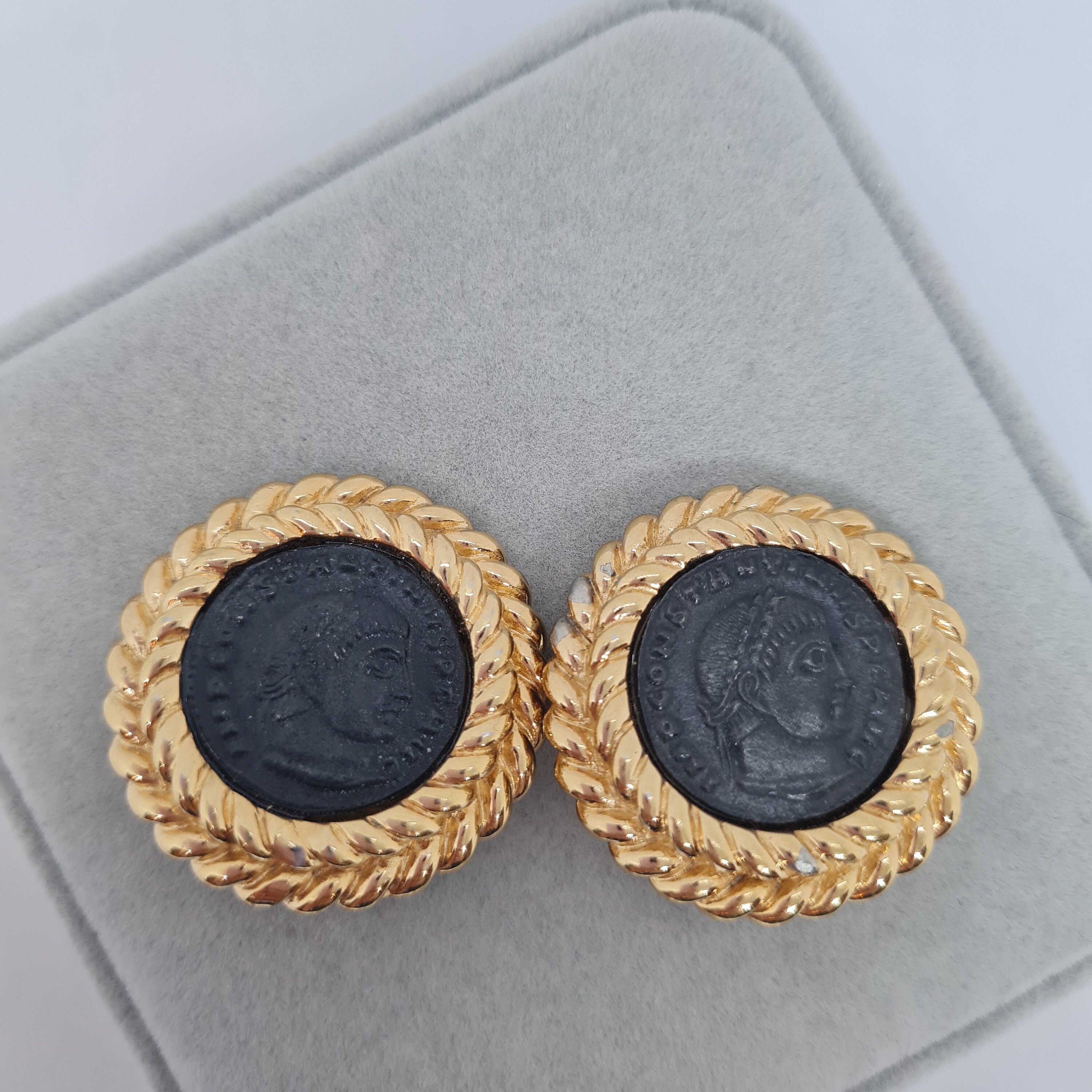 Vintage CINER Ancient Roman Coin Clip Earrings Gold Tone - Etsy