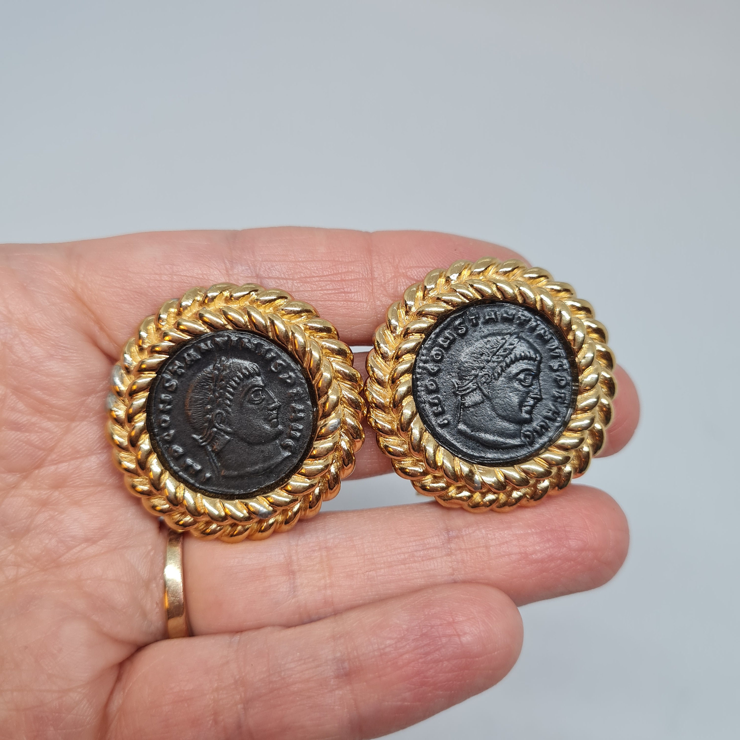 Vintage CINER Ancient Roman Coin Clip Earrings Gold Tone - Etsy