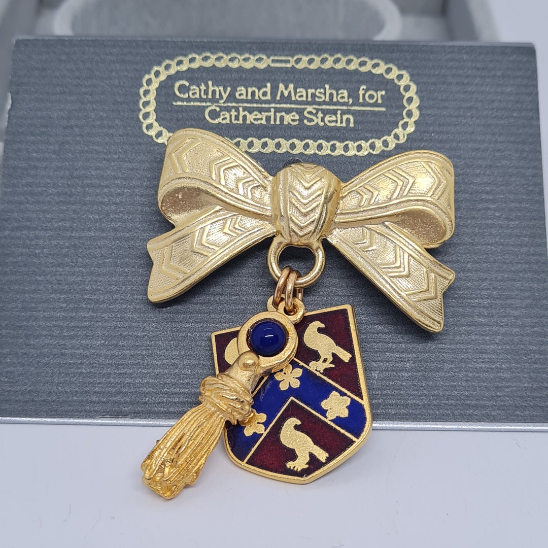 Vintage CATHY&MARSHA for Catherine Stein Brooch Matte Gold Tone Metal ...