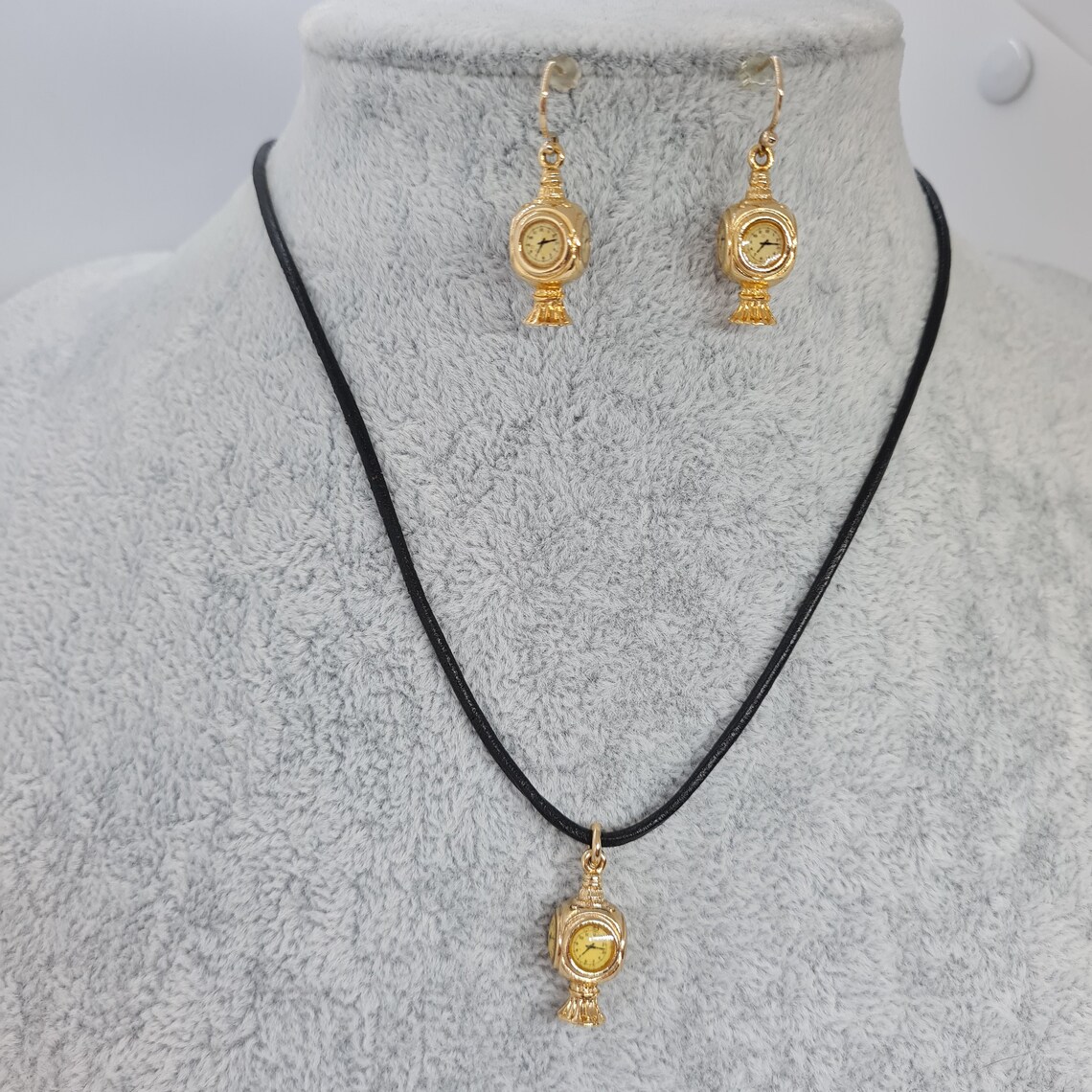 Vintage ERWIN PEARL Jewelry Set Gold-tone Clock Drop Earrings and ...