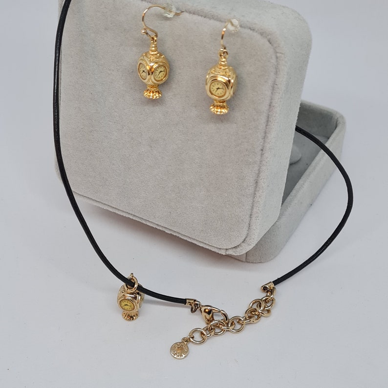 Vintage ERWIN PEARL Jewelry Set Gold-tone Clock Drop Earrings and ...