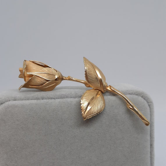 Vintage GIOVANNI Rose Brooch Gold Tone Textured Metal Floral - Etsy
