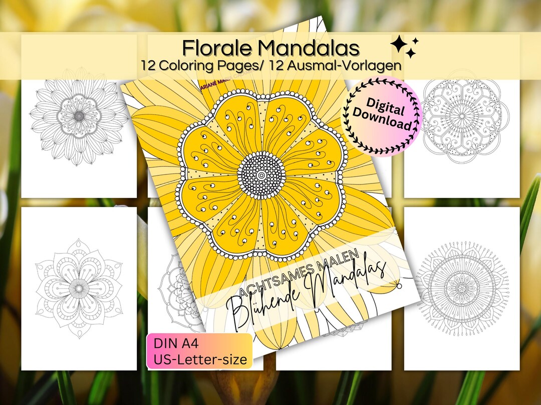 12 Blooming Mandalas – Spring-like, Floral Coloring Pages With Flowers ...