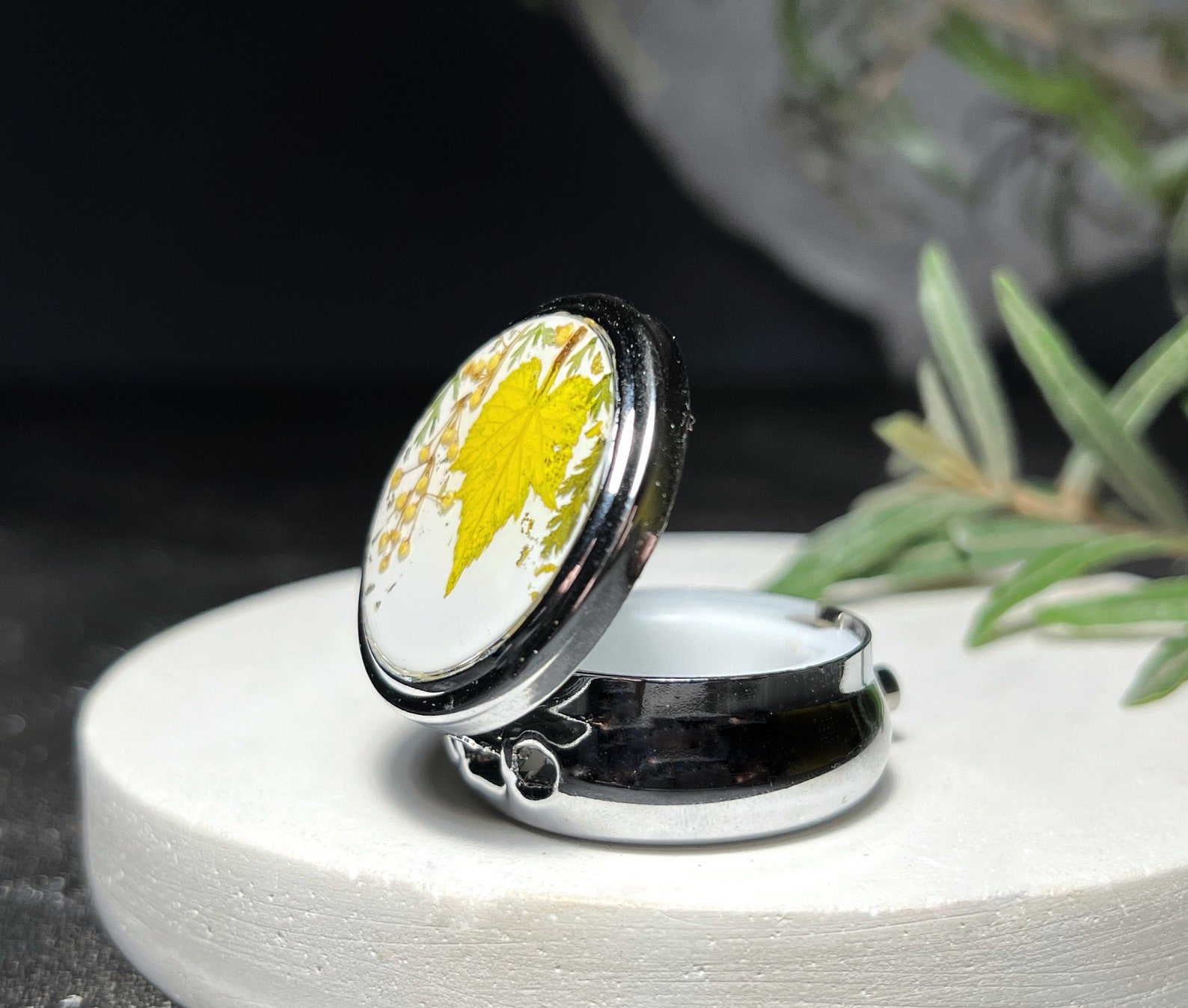 Real Dried Flowers Pill Box, Small Pill Box, Pill Box, Pill Organizer ...
