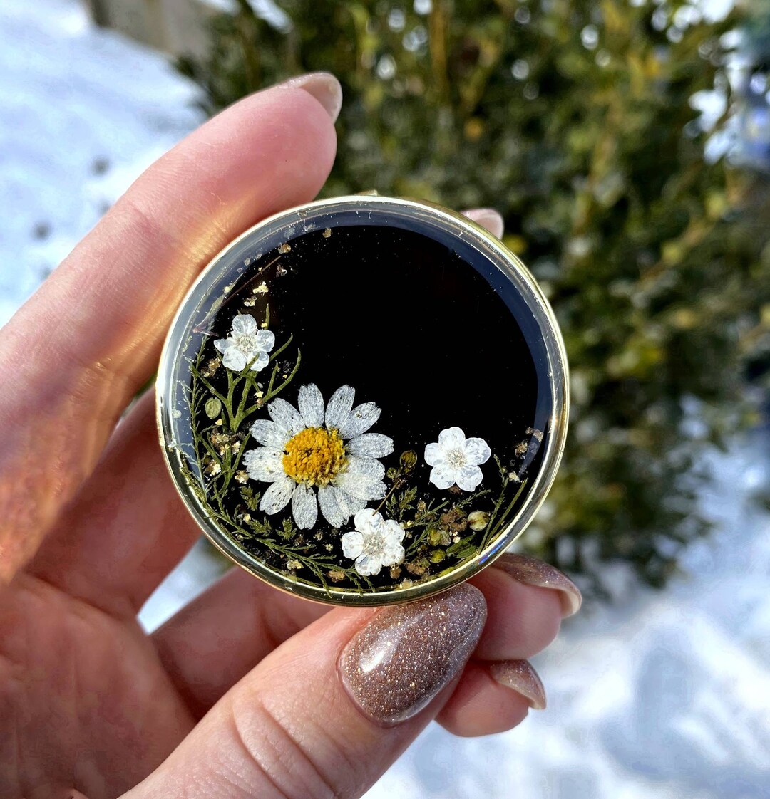 Real Dried Flowers Pill Box, Pill Organizer, Vitamin Organizer, Pill ...